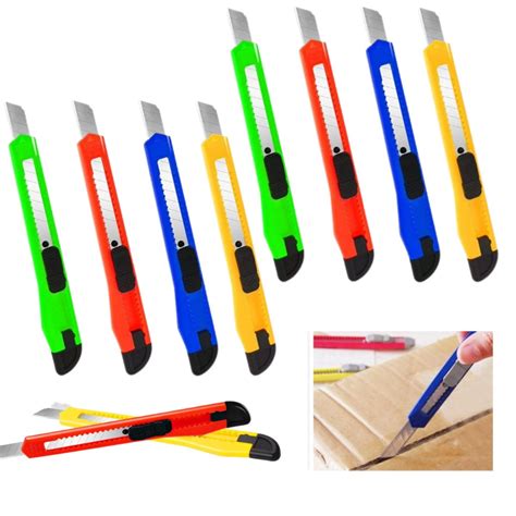10 Pack Box Cutter Retractable Utility Knife Box Cutters Compact
