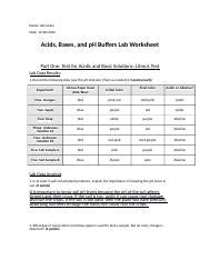 Acids Bases and pH Buffers Lab Worksheet.docx - Name: Jeb Casler Date ...