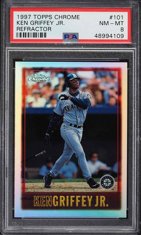 1997 Topps Chrome Refractor Ken Griffey Jr 101 Psa 8 Nm Mt Weekly