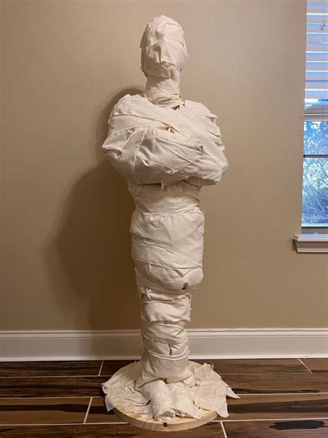 Craft Your Own Spooky Diy Life Sized Mummy For Halloween Mummy Crafts Mummy Diy Fall