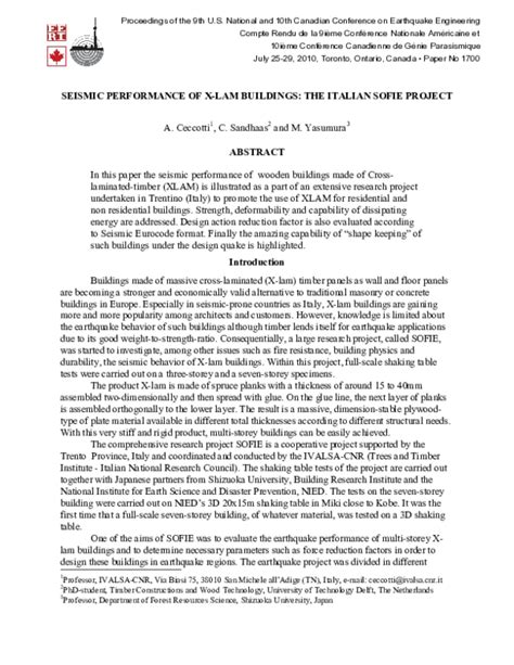 Pdf Seismic Performance Of X Lam Buildings The Italian Sofie Project
