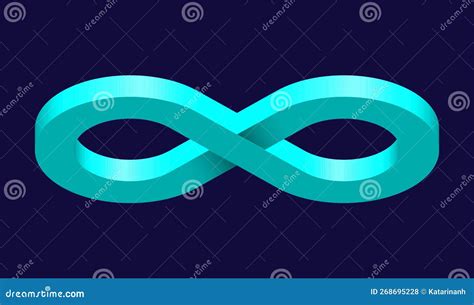 Mint 3d Infinity Symbol On Dark Blue Background Endless Vector Logo Design Stock Vector
