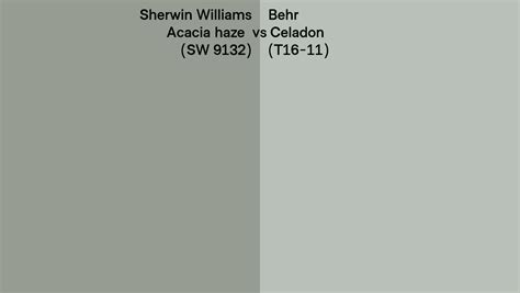 Sherwin Williams Acacia Haze Sw 9132 Vs Behr Celadon T16 11 Side By