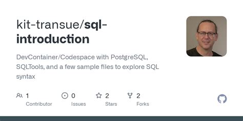 Github Kit Transue Sql Introduction Devcontainer Codespace With
