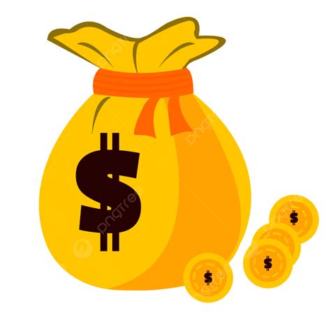 Saco De Dinheiro Dourado Moedas E Símbolo De ícone De Dólar Png PNG