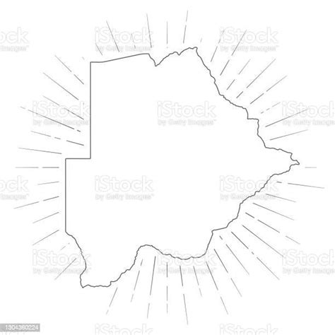 Carte Du Botswana Avec Des Rayons Du Soleil Sur Le Fond Blanc Vecteurs