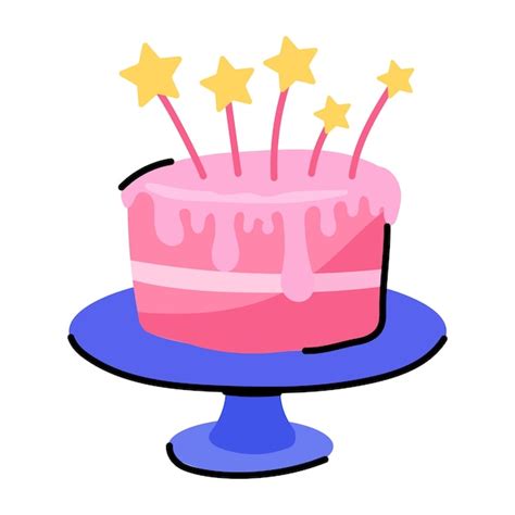 생일 케이크 낙서 스티커가 프리미엄 사용 중입니다 프리미엄 벡터