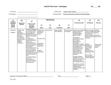 Pdf Haccp Plan Form Reshipper Va Rs Monitoring Dokumen Tips