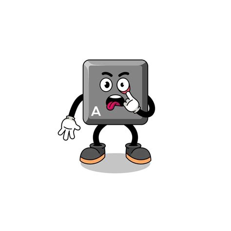Character Illustration Of Keyboard A Key With Tongue Sticking Out