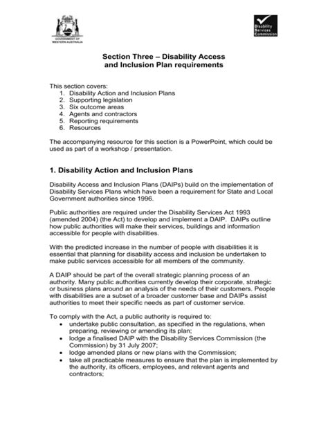 Disability Access And Inclusion Plan