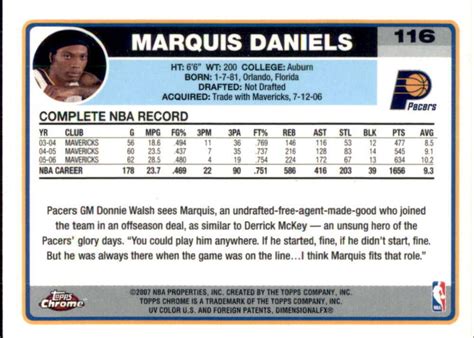 Topps Chrome Marquis Daniels For Sale Online Ebay