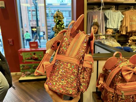 New Dazzling Peach Punch Sequin Loungefly Mini Backpack At Walt Disney