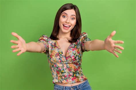 Photo Of Young Charming Kind Cute Woman Friendly Want Hugs With You