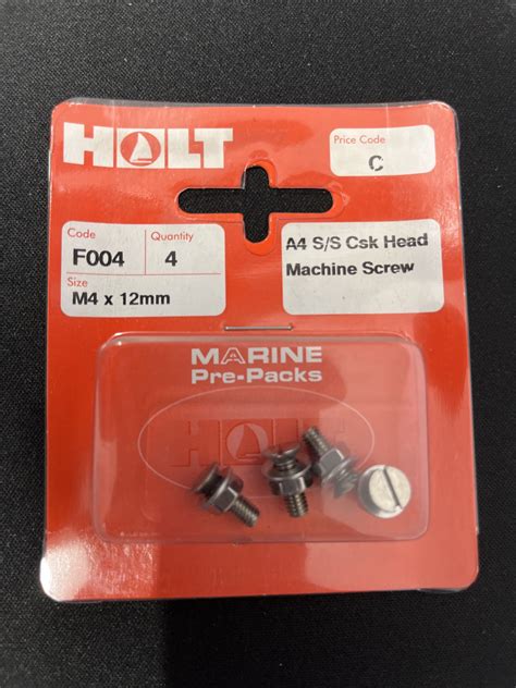 Holt Marine F004 M4 X 12mm A4 Csk M Screw Newline Chandlery