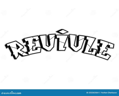 Revival Word Trippy Psychedelic Graffiti Style Lettersvector Hand