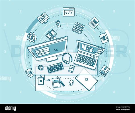 Web Developer Profession Detailed Illustration For Promotional Poster