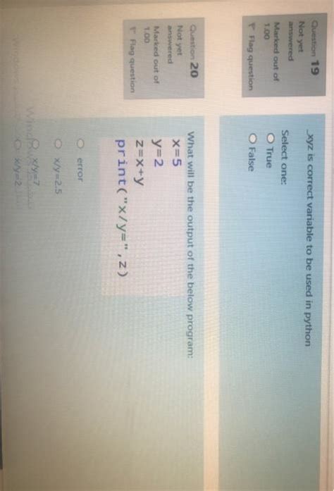 Solved Question 19 Xyz Is Correct Variable To Be Used In
