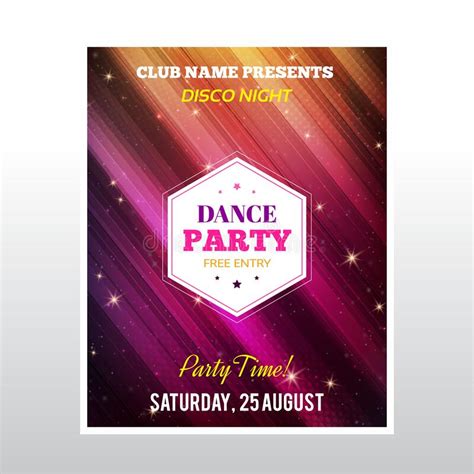 Disco Party Poster Disco Party Vector Poster Template With Sparkles