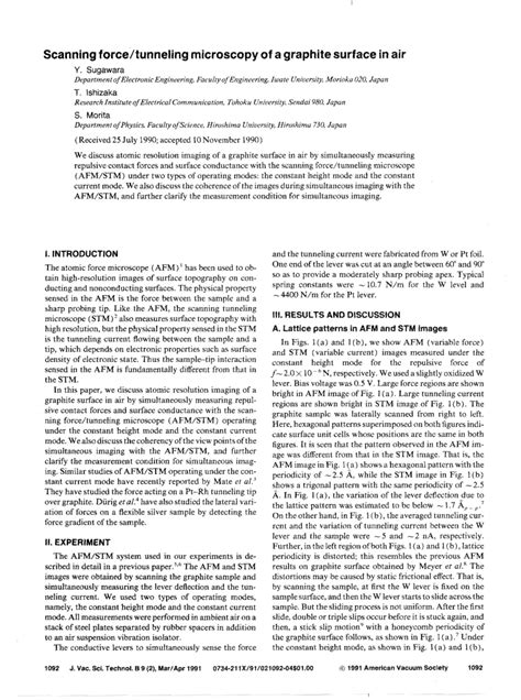 Pdf Scanning Force Tunneling Microscopy Of A Graphite Surface In Air