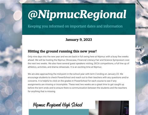 Nipmuc Newsletter January 9 2023 Nipmuc Regional High School