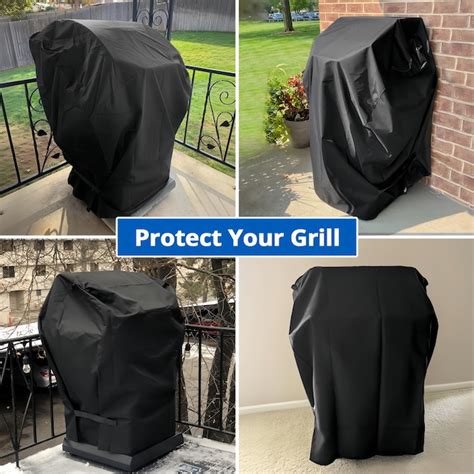 Numhew 32in W 24in D 43in H 2 Burner Black Waterproof Grill Cover In