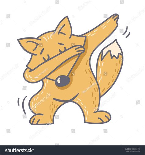 Cute Cartoon Fox Dance Dab Pose เวกเตอร์สต็อก ปลอดค่าลิขสิทธิ์