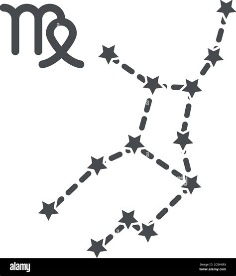 Sternzeichen Jungfrau Sternbild Astrologische Linie Stil Symbol Vektor