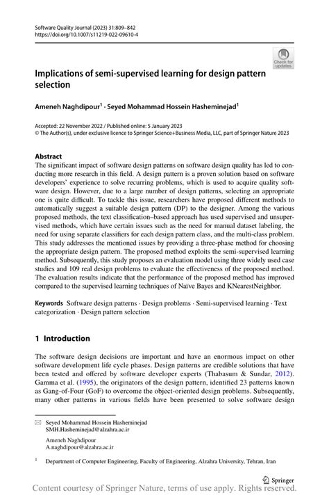 Implications Of Semi Supervised Learning For Design Pattern Selection Request Pdf