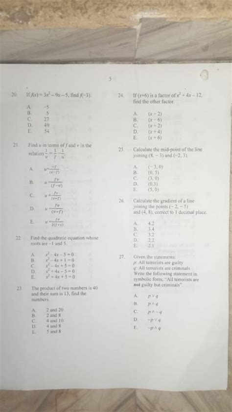 Neco 2024 Mathematics Obj Essay Questions And Answers