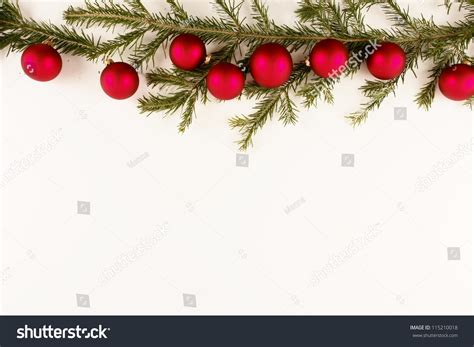 Border Red Christmas Garland Baubles Ribbons Stock Photo 115210018