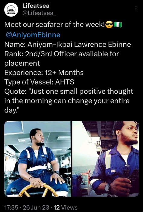 Lifeatsea On Linkedin Meet Our Seafarer Of The Week😎🇳🇬 Aniyom Ikpai Lawrence Ebinne