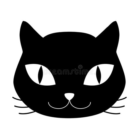 Значок силуэта контура стороны головы черного кота Линия пиктограмма