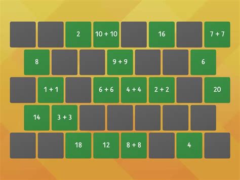 Doubles Memory Matching Pairs