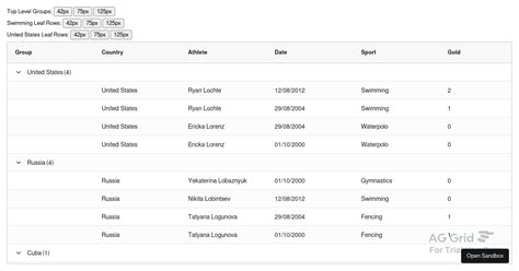 Ag Grid Packages Codesandbox