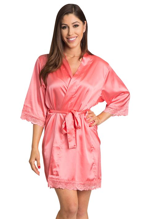 Lace Trimmed Satin Robe Zynotti