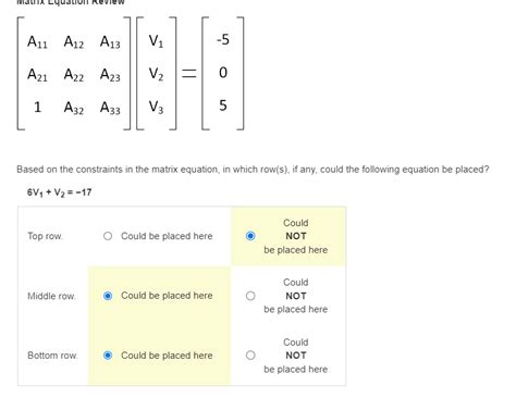 Solved Based On The Constraints In The Matrix Equation In