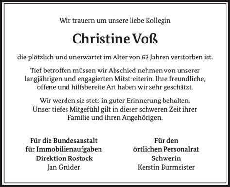 Christine Voß Gedenken Zeitung für Landeshauptstadt