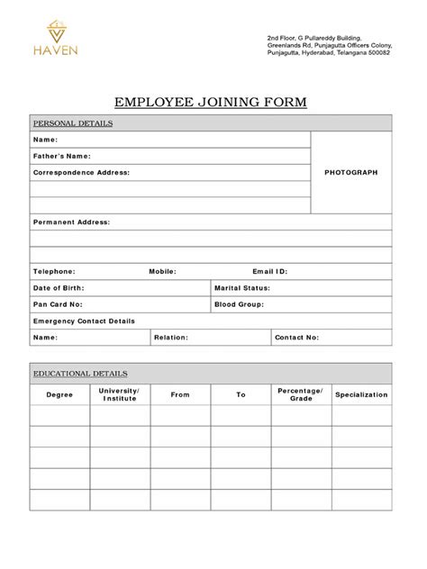 Joining Form Pdf