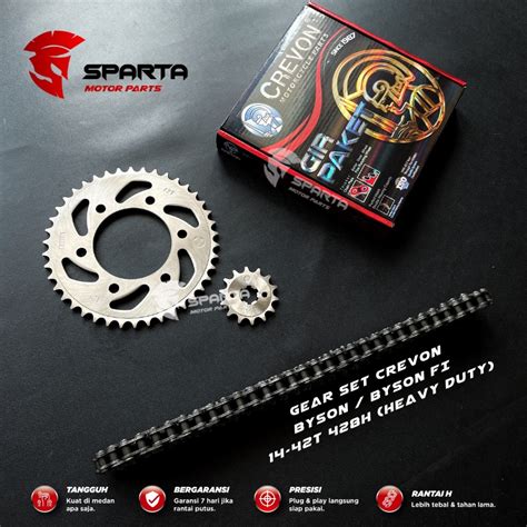 Jual GEAR GIR SET GIR PAKET BYSON LAMA BYSON FI 14 42T 428H CREVON