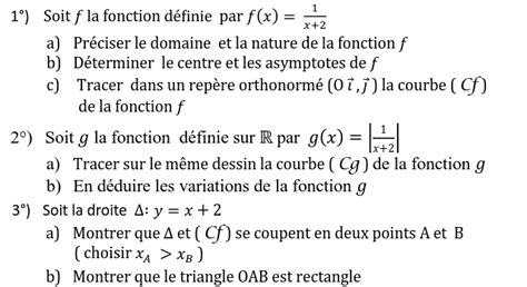 Fonctions Exercice ème année secondaire