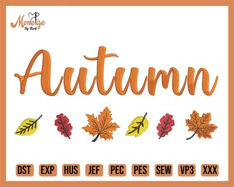 Autumn Leaves Machine Embroidery Pattern Fall Leaves Digital