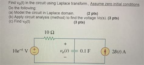 solved find vo t in the circuit using laplace transform