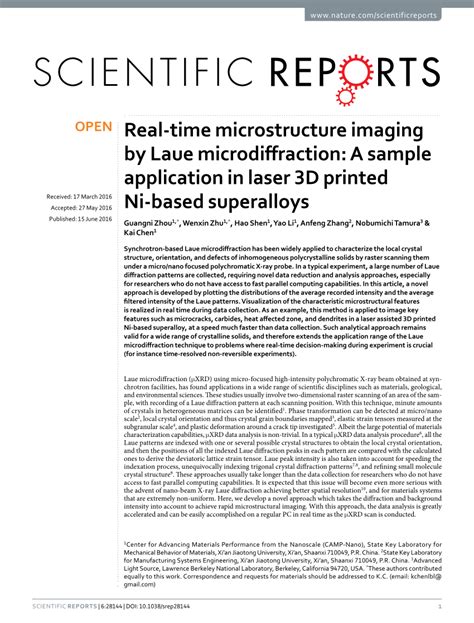 Pdf Real Time Microstructure Imaging By Laue Microdiffraction A