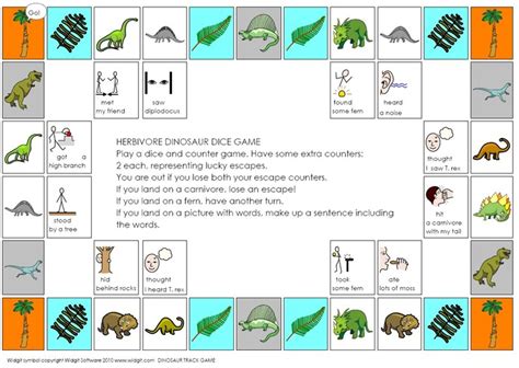 Dinosaur Games Illustrated With Widgit Symbols Teaching Resources