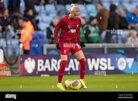 Sofie Lundgaard #15 of Liverpool FC during the pre-match warm-up during the Barclays FA Women's ...