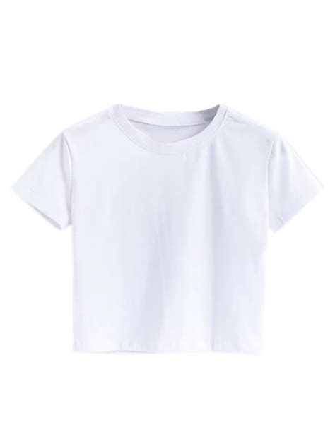 28 Off 2021 Short Sleeve Mock Neck Cropped Tee In White Zaful
