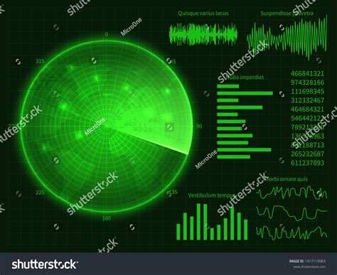 Green Radar Screen World Map Digital Ilustración De Stock 1417119983
