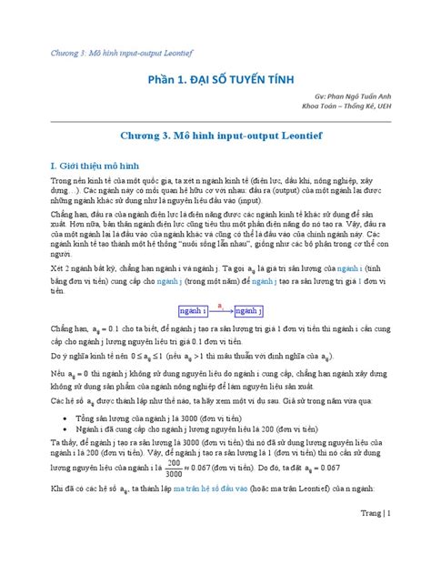 Chương 3 Mô Hình Input Output Leontief Pdf