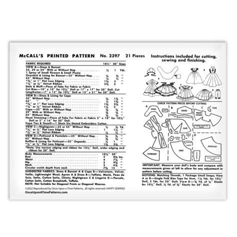 Doll Clothing Mccall 2397 Figure Dolls Vintage Sewing Patterns Shop