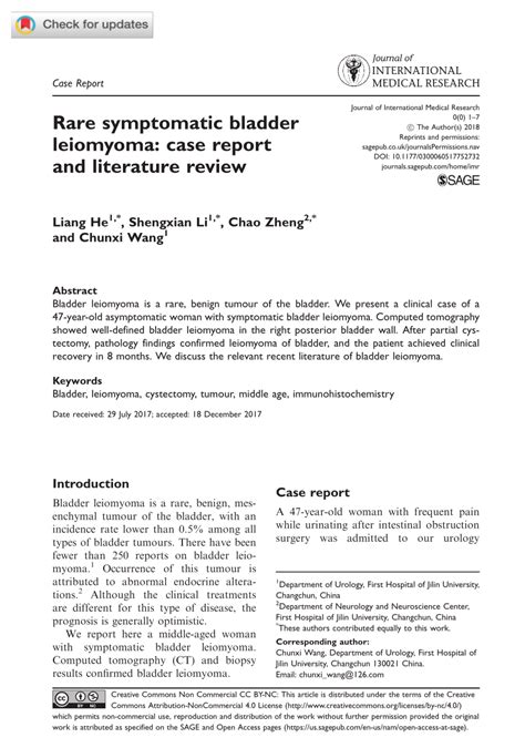 Pdf Rare Symptomatic Bladder Leiomyoma Case Report And Literature Review